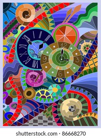 Stainedglass Window Three Hours Stock Vector (Royalty Free) 86668270 ...