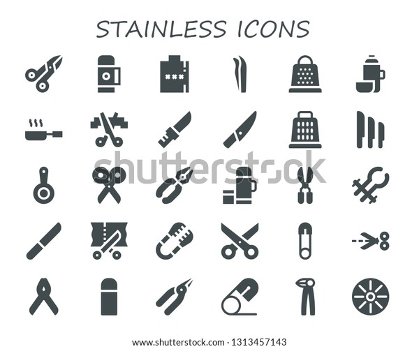 Stainless Icon Set 30 Filled Stainless Stock Vector (Royalty Free ...