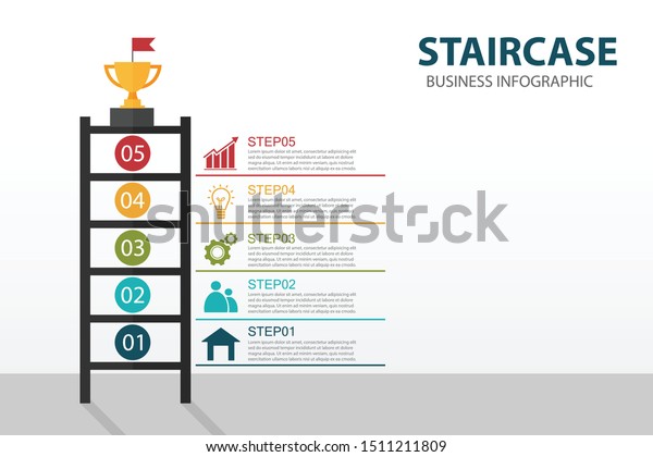 Staircase 5 Steps Infographic Element Background Stock Vector (Royalty ...