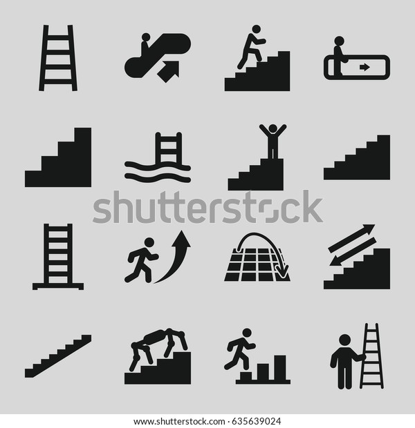 Staircase Icons Set Set 16 Staircase Stock Vector (Royalty Free ...
