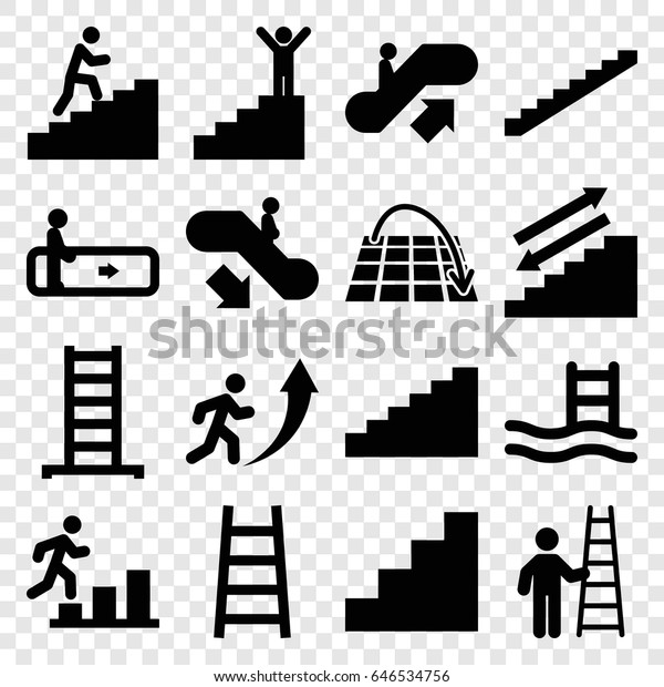 Staircase Icons Set Set 16 Staircase Stock Vector (Royalty Free ...
