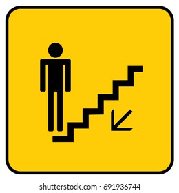 Stairs Down Sign Yellow Vector Stock Vector (Royalty Free) 691936744 ...