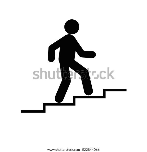 Stairs Man Icon Isolated On White: vector de stock (libre de regalías ...