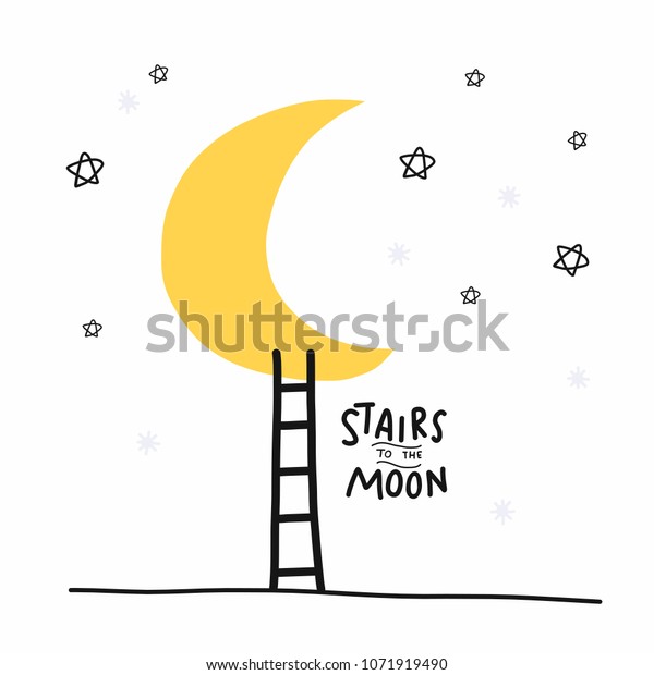 Stairs Moon Cartoon Vector Illustration Doodle Stock Vector (Royalty ...