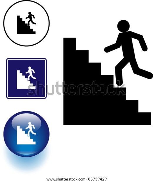 Stairs Symbol Sign Button Stock Vector (Royalty Free) 85739429