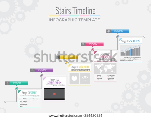 Stairs Timeline Infographics Flat Style Stock Vector (Royalty Free ...