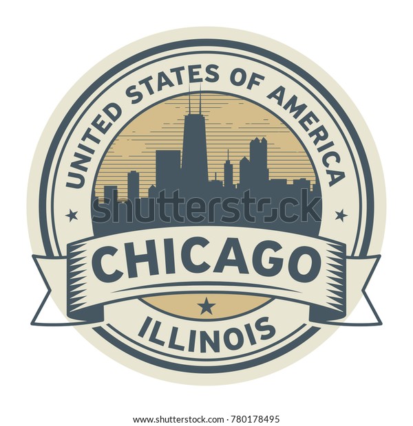 Stamp Label Name Illinois Chicago Vector Stock Vector (Royalty Free ...