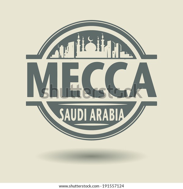 Stamp Label Text Mecca Saudi Arabia: vector de stock (libre de regalías ...