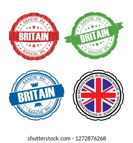 Stamp Made Britain Label Set Flag: vector de stock (libre de regalías ...