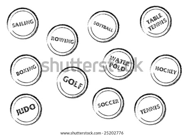 Stamp Marks Sport Names On Over Stock Vector (Royalty Free) 25202776