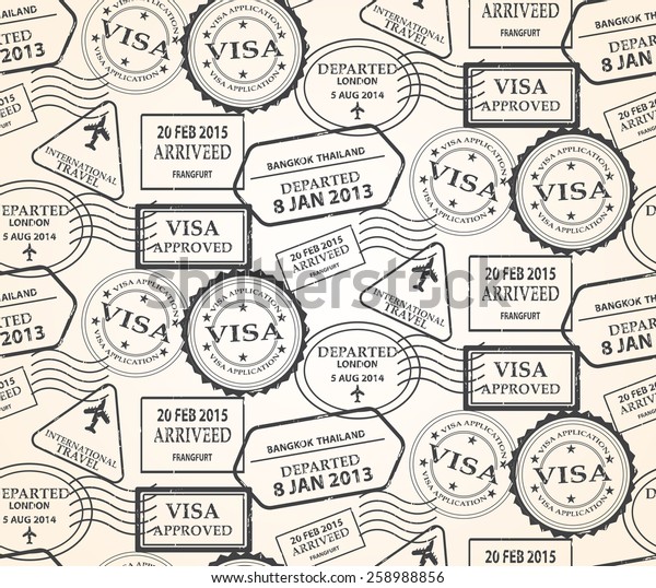 Stamp Travel Seamless Pattern Pattern Swatches Stock Vector (Royalty ...