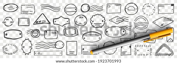 Stamps Letters Doodle Set Stock Vector (Royalty Free) 1923701993 ...