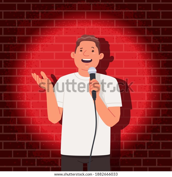 Stand Comedian Performance Comedy Show Man Stock Vector (Royalty Free ...