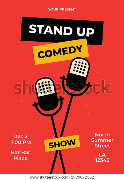 Stand Comedy Poster Design Place Your Stock Vector (Royalty Free ...