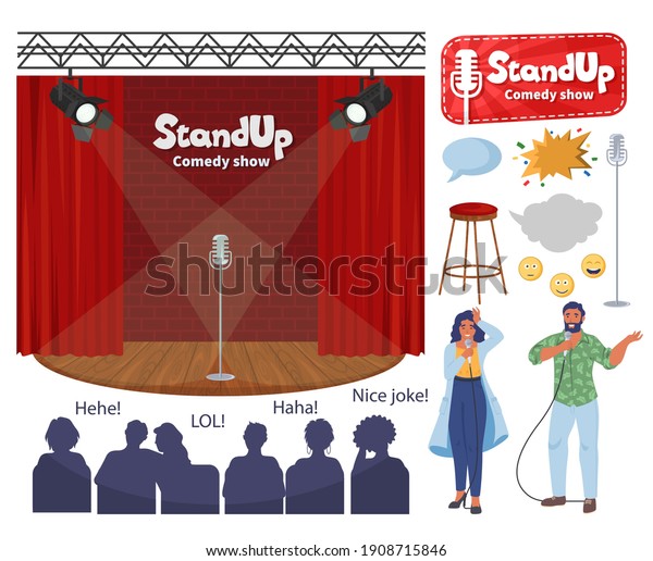 Stand Comedy Show Stage Male Female Stock Vector (Royalty Free ...