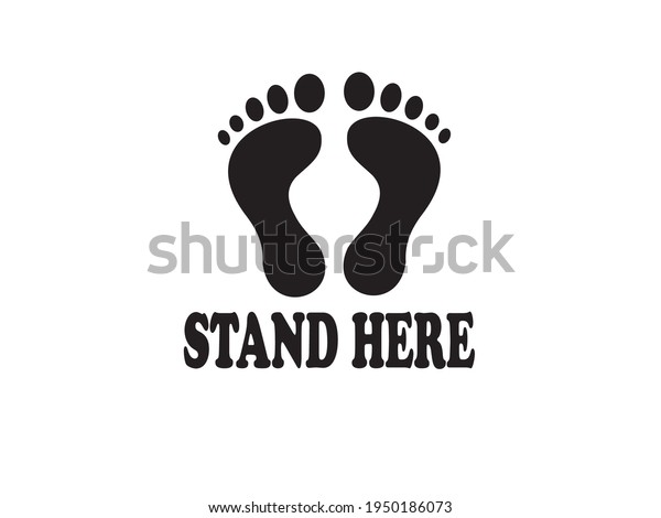 Stand Here Signage Floor Sticker Help Stock Vector (Royalty Free ...
