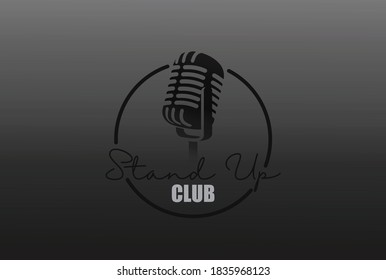 Stand Microphone Logo Icon Background Stock Vector (Royalty Free ...