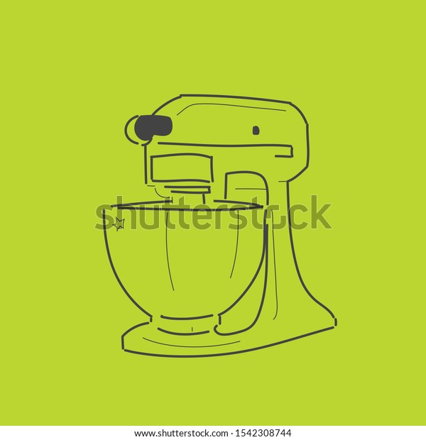 Stand Mixer Sketch Black Lines Stock Vector (Royalty Free) 1542308744 ...