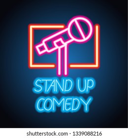 Stand Neon Sign Stand Comedy Advertisement Stock Vector (Royalty Free ...