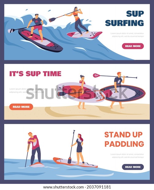 Stand Paddling Water Activity Flyers Set Stock Vector (Royalty Free ...
