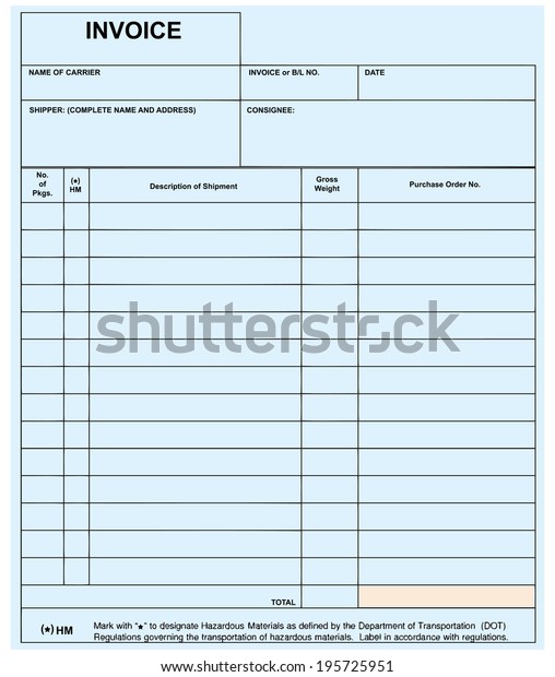 Standard Not Completed Form Invoice Vector Stock Vector (Royalty Free ...