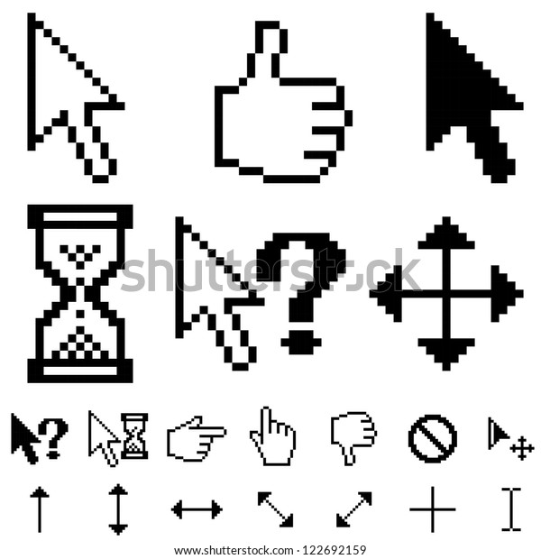 Standard White Black Pixel Cursors Vector Stock Vector (Royalty Free ...