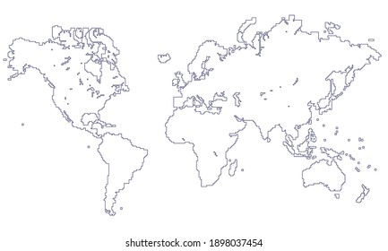 Standard World Map Line Art Composed Stock Vector (Royalty Free ...