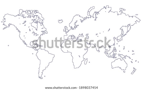 Standard World Map Line Art Composed Stock Vector (Royalty Free ...