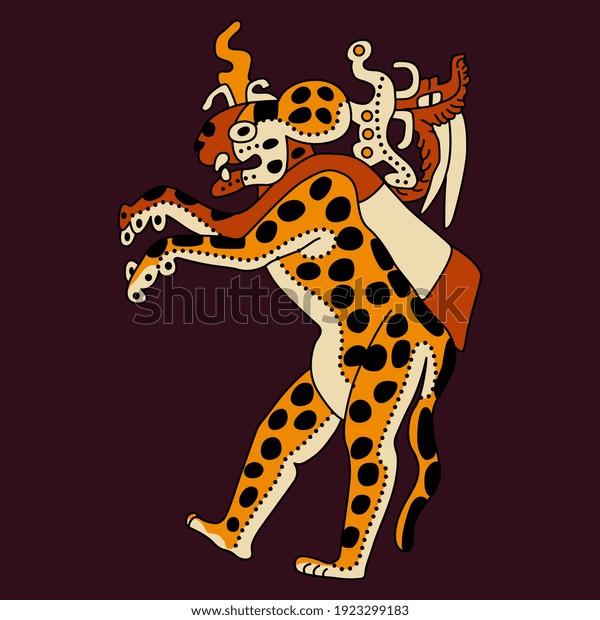 Standing Anthropomorphic Jaguar Native American Art Stock Vector ...