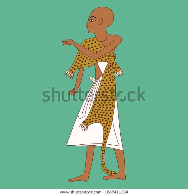 Standing Bald Ancient Egyptian Priest Leopard Stock Vector (Royalty ...