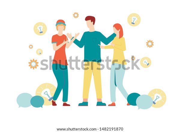 Standing Cartoon People Talk Vector Illustration Stock Vector (Royalty ...