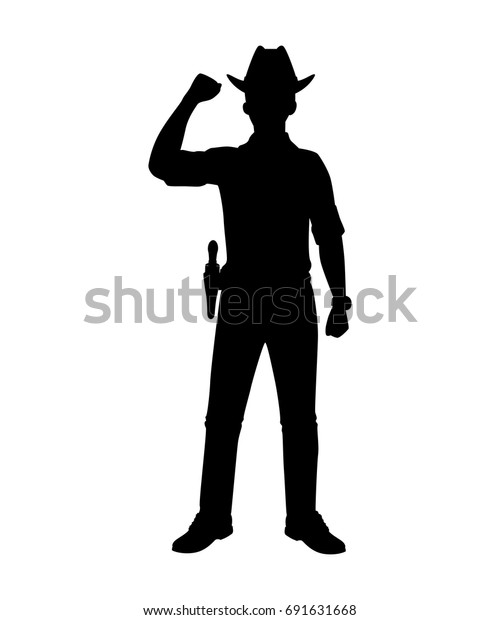 Standing Cowboy Silhouette Vector Stock Vector (Royalty Free) 691631668 ...