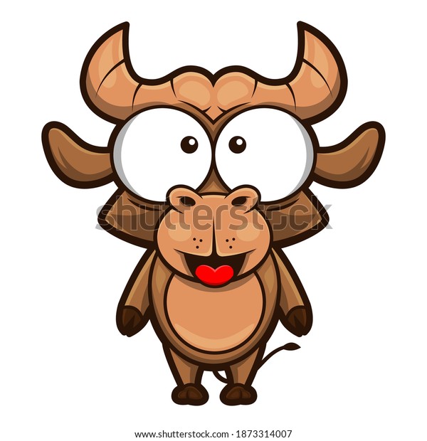 Standing Cute Buffalo Cartoon Character Best Stock Vector (Royalty Free ...