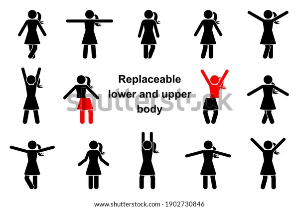 Standing Front View Stick Figure Woman Stock Vector (Royalty Free ...