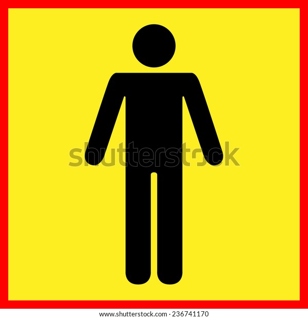 Standing Human Warning Icon Yellow Color: vector de stock (libre de ...