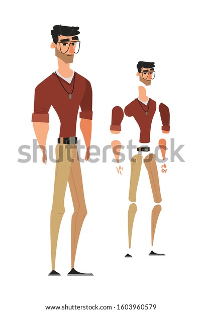 Standing Man Animation Ready Character Isolated Stock Vector (Royalty ...