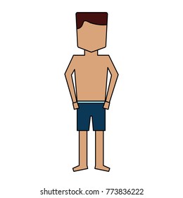Standing Man Cartoon Swimsuit Stock Vector (Royalty Free) 773836222 ...