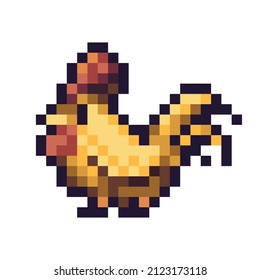 Standing Rooster Pixel Art Icon Chicken: immagine vettoriale stock ...
