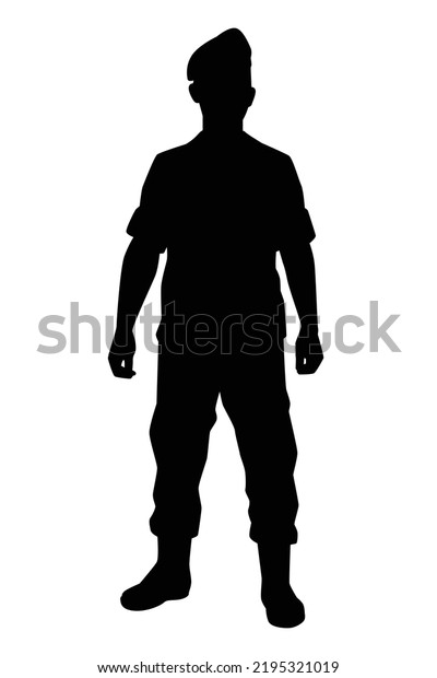 Standing Soldier Silhouette Vector On White: เวกเตอร์สต็อก (ปลอดค่า ...