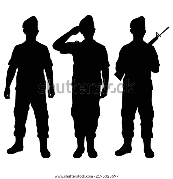 Standing Soldier Silhouette Vector On White: เวกเตอร์สต็อก (ปลอดค่า ...
