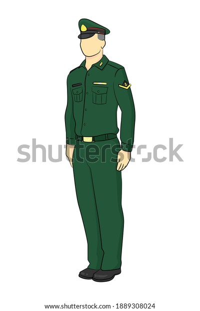 Standing Thailand Army Sergeant Drawing Style Stock Vector (Royalty ...