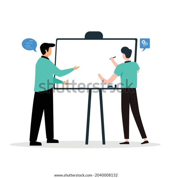Standup Meeting Vector Illustration Man Drawing: เวกเตอร์สต็อก (ปลอดค่า ...