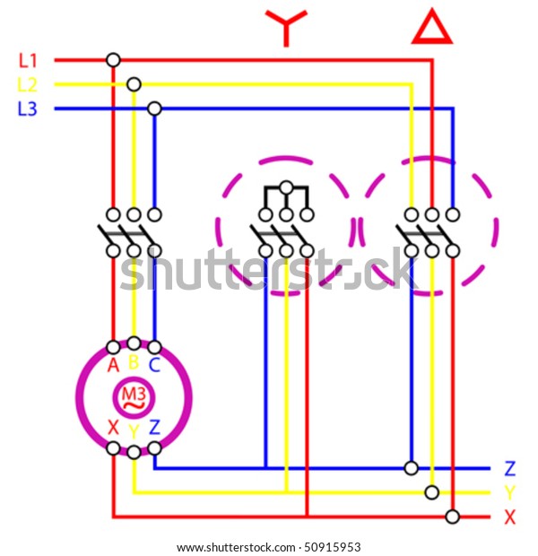 Star Delta Electrical Connection Sketch Abstract Stock Vector (Royalty ...