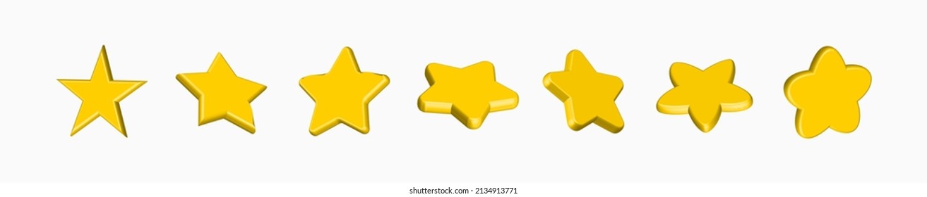 Star Different Shapes Bright Yellow Color Stock Vector (Royalty Free ...
