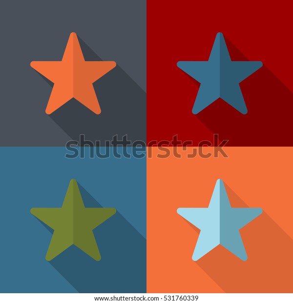 Star Flat Illustration Set Long Shadow Stock Vector (Royalty Free ...
