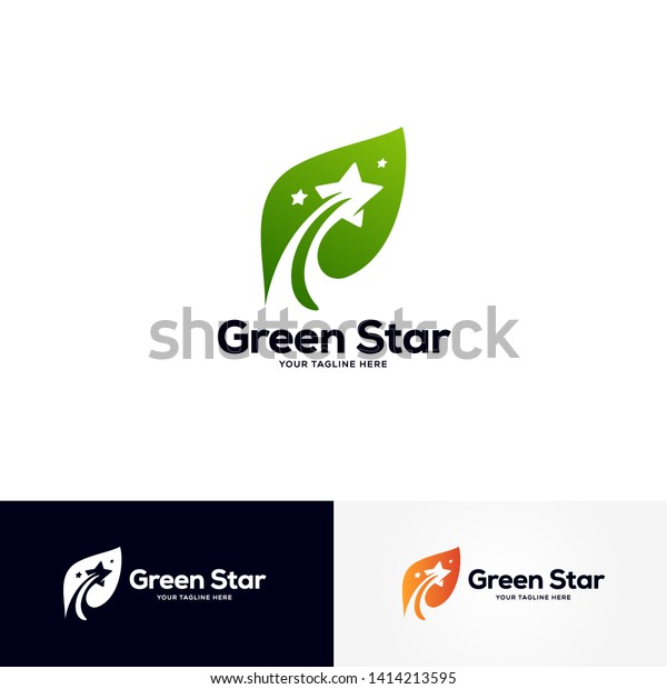 Star Green Logo Design Template Leaf Stock Vector (Royalty Free ...