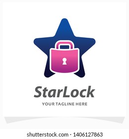Star Lock Logo Design Template Stock Vector (Royalty Free) 1406127860
