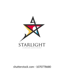 Stylized Star Logo Design Template Vector: vector de stock (libre de ...