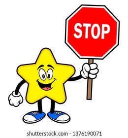 Star Mascot Stop Sign Cartoon Illustration Stock Vector (Royalty Free ...