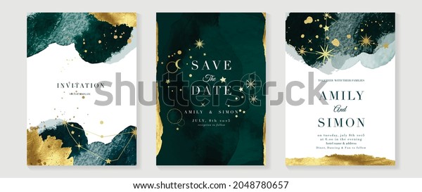 Star Moon Themed Wedding Invitation Vector Stock Vector (Royalty Free ...